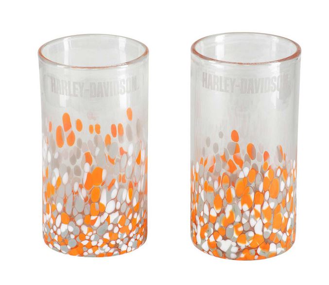 Harley-Davidson® Confetti Highball Set - Clear-Orange Confetti | House ...