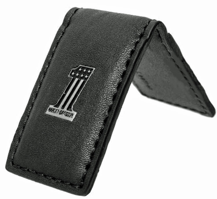 Harley-Davidson® Men's #1 Medallion Money Clip | Black Leather | Magne ...